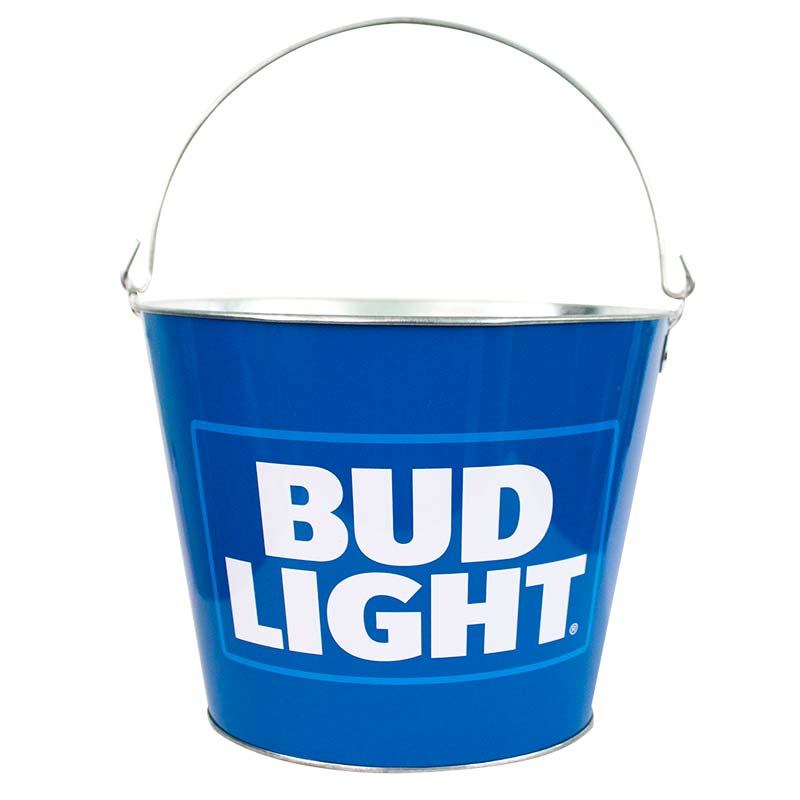 Bud Light Logo Blue Metal Bucket
