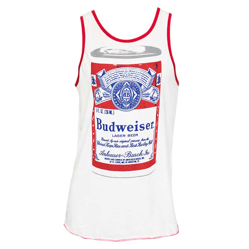 Men's White Budweiser Beer Big Can Tank Top