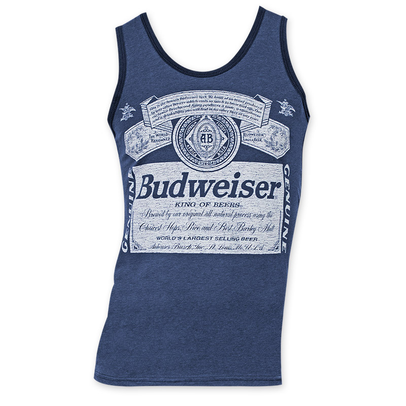 Budweiser Bottle Label Navy Blue Tank Top