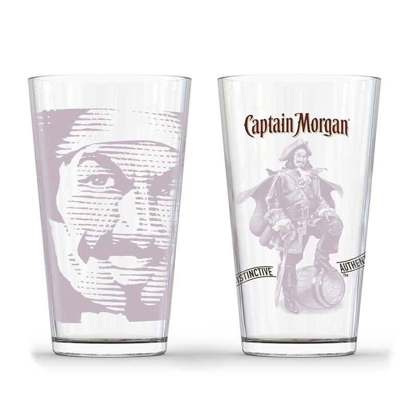 Captain Morgan Set Of Two Tonal Pirate Pint Glasses