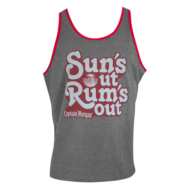 Captain Morgan Men's Grey Suns Out Rums Out Tank Top