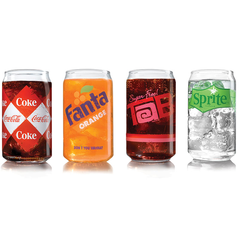 Coca Cola Retro Assorted Soda Can Drinking Glass Set