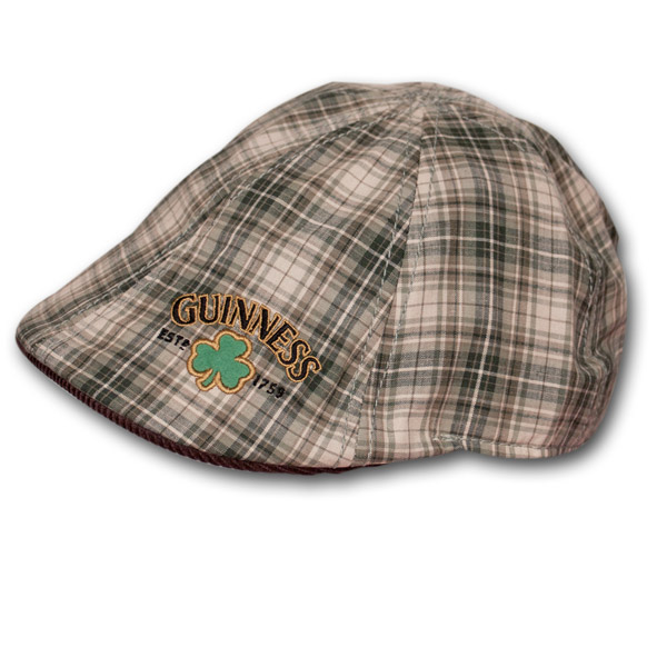 Guinness Tan Green Plaid Ivy Newsboy Hat