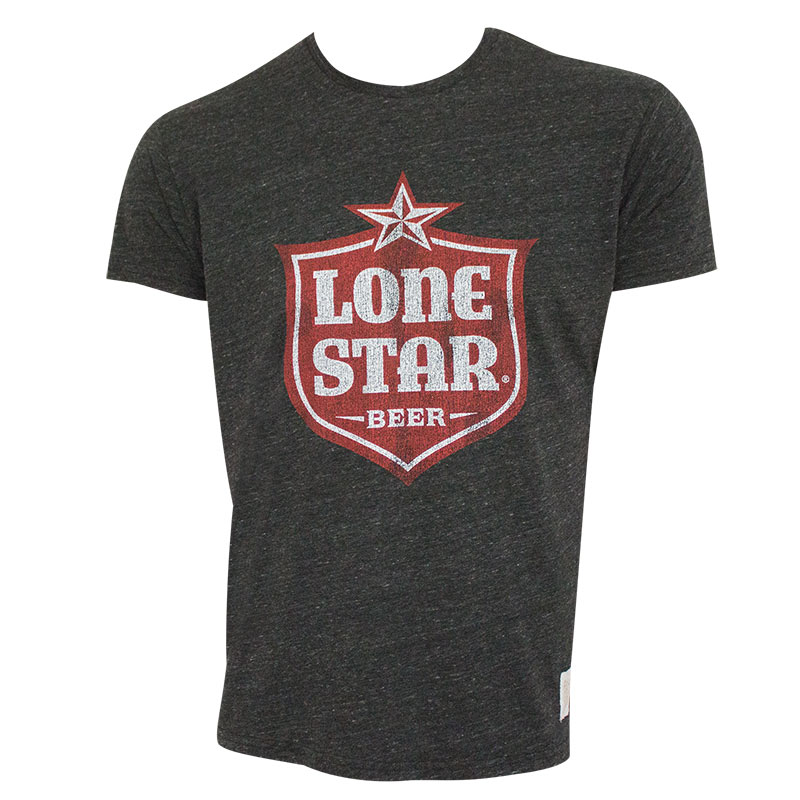 Lone Star Men's Gray Retro Brand Shield Logo T-Shirt