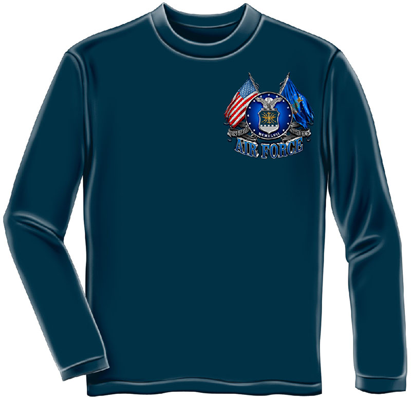 US Air Force Flags Blue Long Sleeve T-Shirt