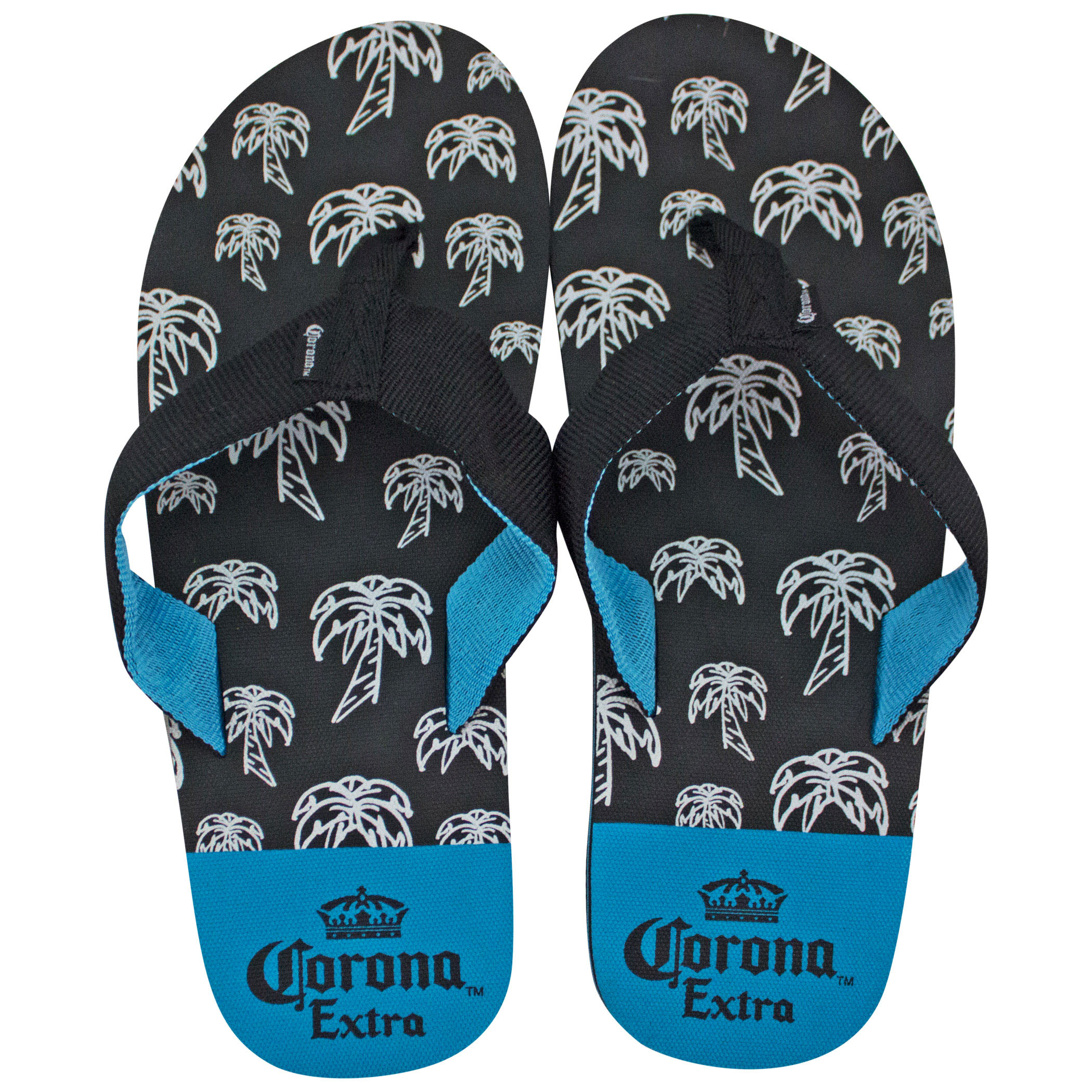 Corona Extra Blue And Black Palm Tree Sandals