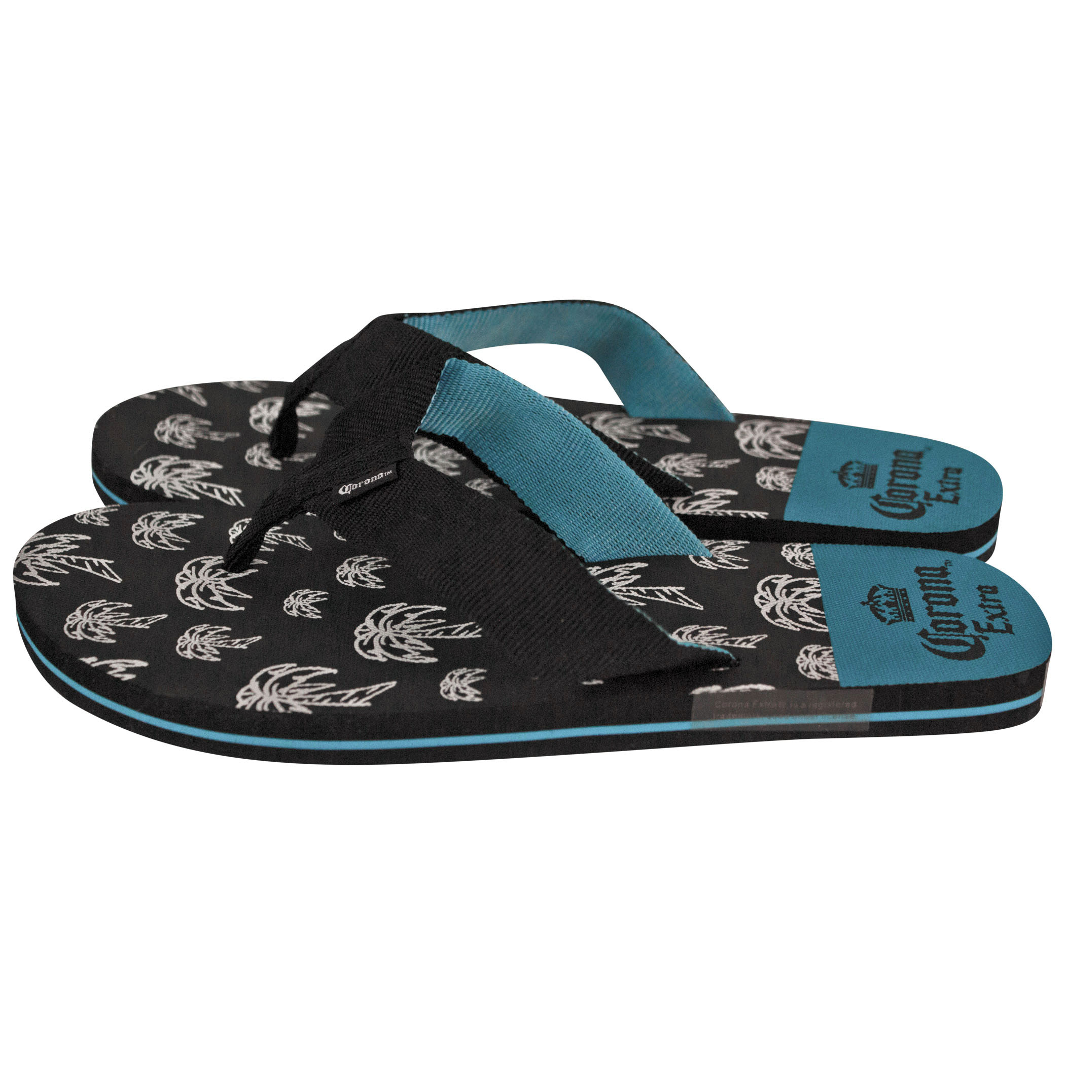 Corona Extra Blue And Black Palm Tree Sandals