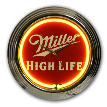 Miller High Life Chrome Neon Wall Clock