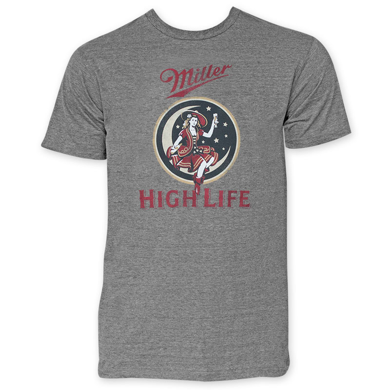 Miller High Life Men's Grey Girl In The Moon T-Shirt