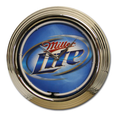 Miller Lite Chrome Neon Wall Clock